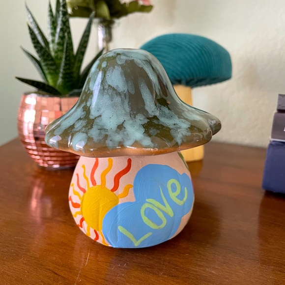 Accents | Hand Painted Hippie Boho Retro Ceramic Mushroom Home Decor ...